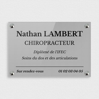 Plaque Professionnelle Argent Grise - Personnalisation | OTYPO